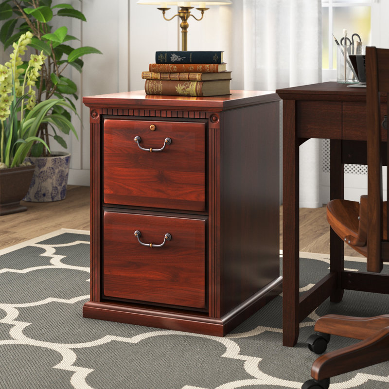 Cherry wood file cabinet 2 drawer store